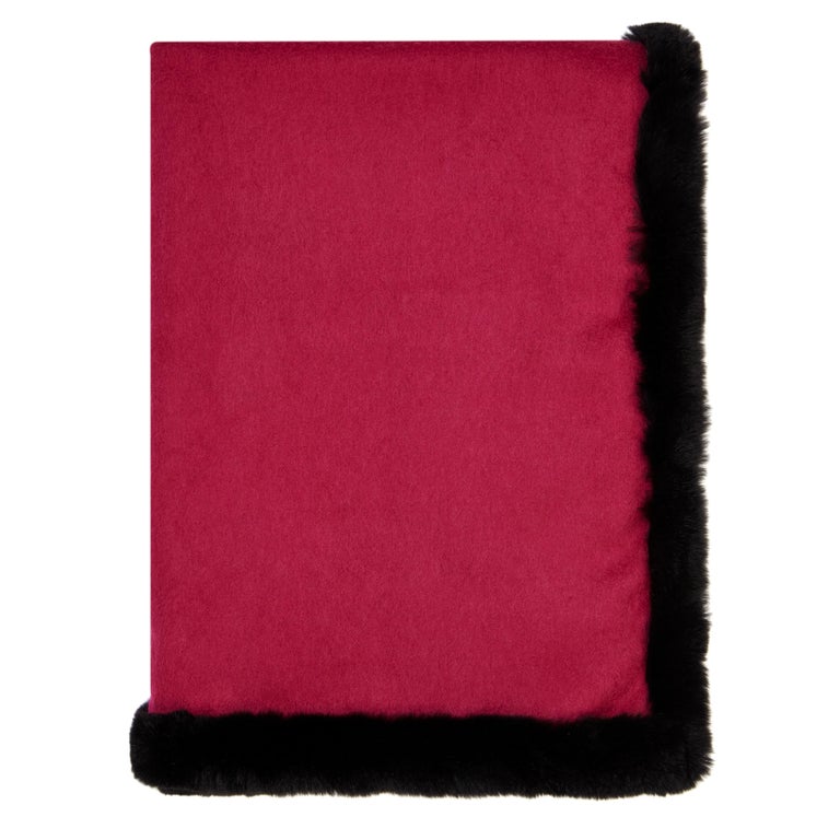 Rex Rabbit Fur Shawl Scarf in Berry Pink - Brand New For Sale at 1stDibs