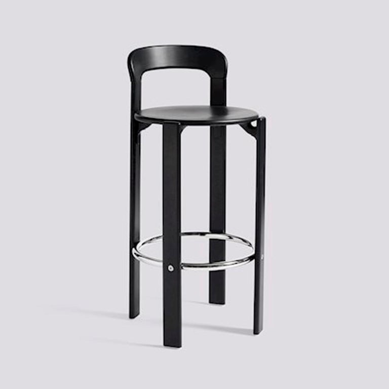 Rey Bar Stool in Deep Black Design by Bruno Rey for Dietiker with Hay ...