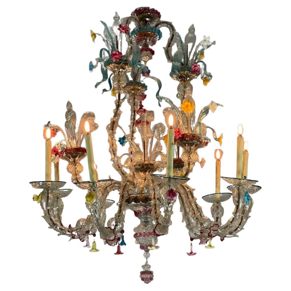 Murano "Rezzonico" Cristallo Pura Glass Fountain Chandelier For Sale at ...