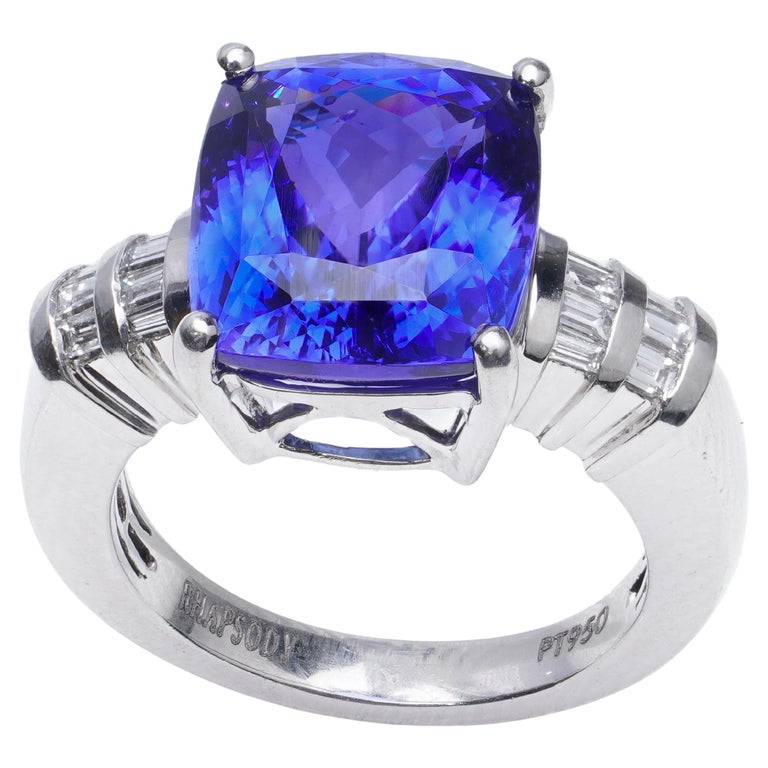 Rhapsody 9.50 Carats Tanzanite and 0.70 Carats Baguette Diamond Ring ...
