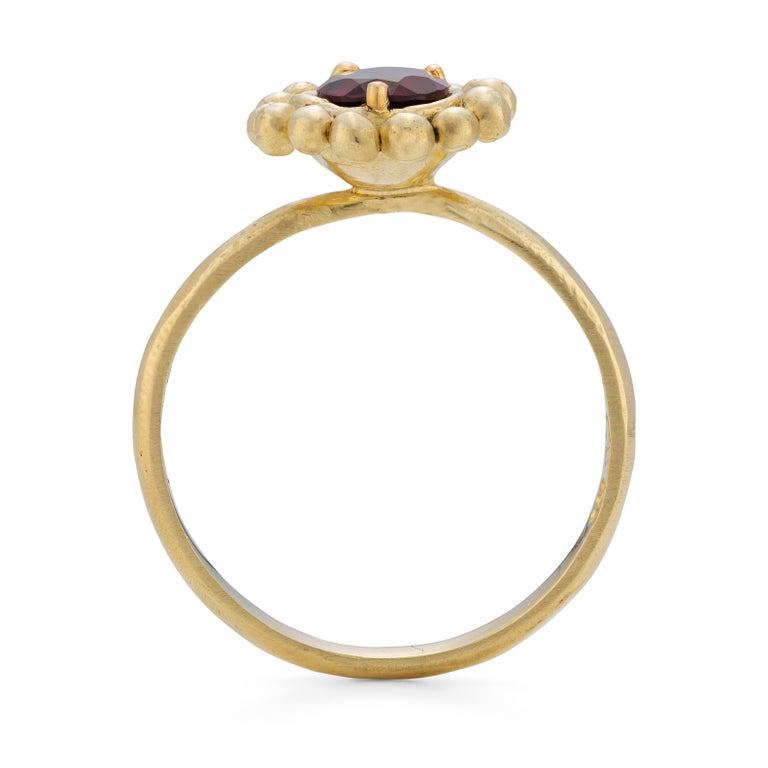 Rhea Ring with Garnet, 18 Karat Yellow Gold For Sale at 1stDibs