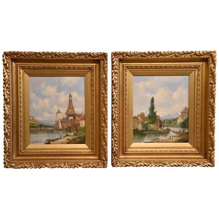 "Rhineland Views" Pair by Alfred Henry Vickers For Sale at 1stDibs