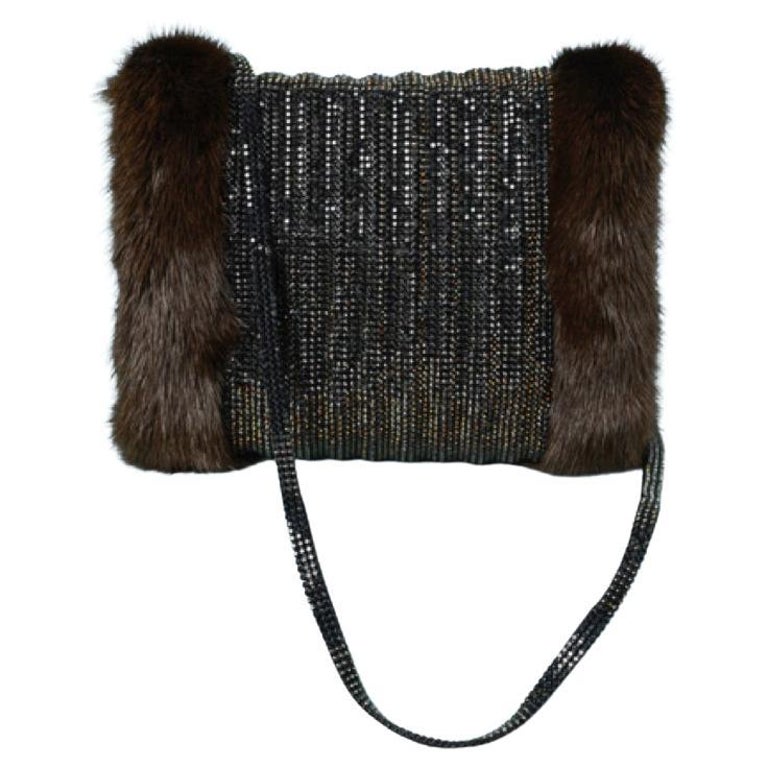 Rhinestone and mink muff with rhinestone strap Daniel Swarovski For ...