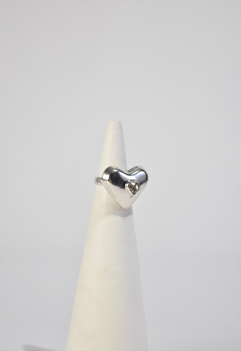 Rhinestone Heart Ring For Sale at 1stDibs