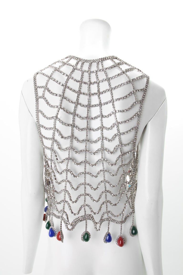 Rhinestone Vest with Multi Colored Beads, c.1970s For Sale at 1stDibs