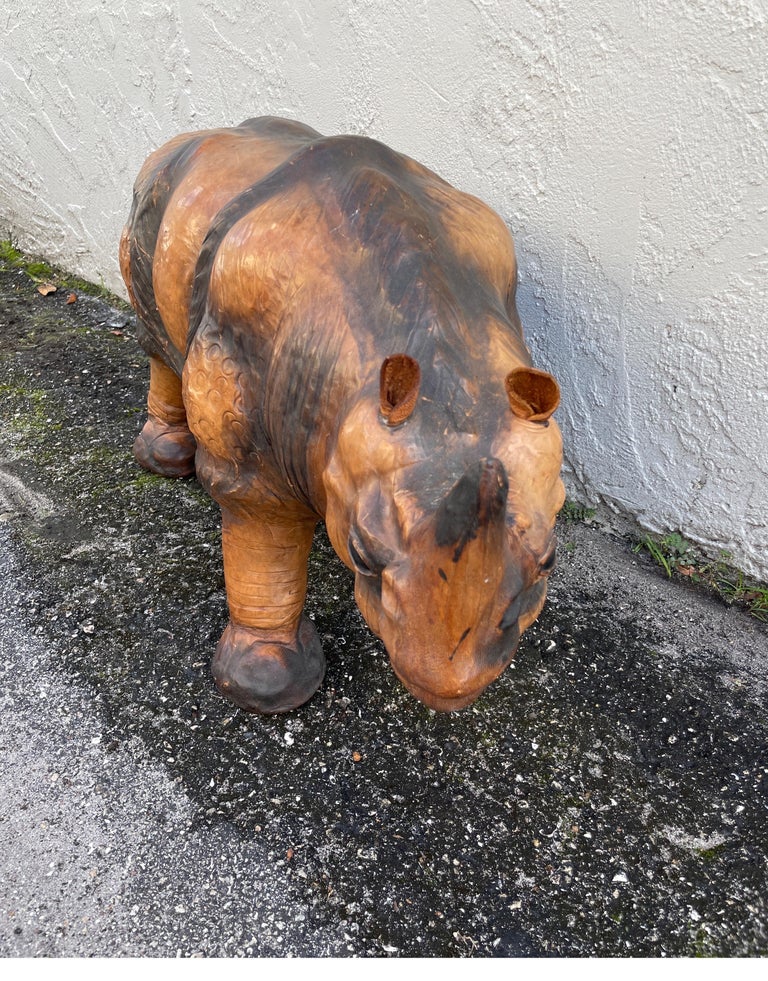 Rhinoceros Leather Footstool For Sale at 1stDibs