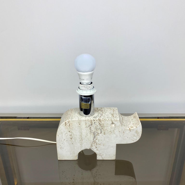 Rhinoceros Table Lamp in Travertine, Fratelli Mannelli, Italy, 1970s at ...