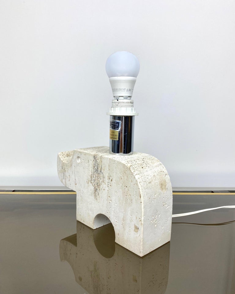Rhinoceros Table Lamp in Travertine, Fratelli Mannelli, Italy, 1970s at ...