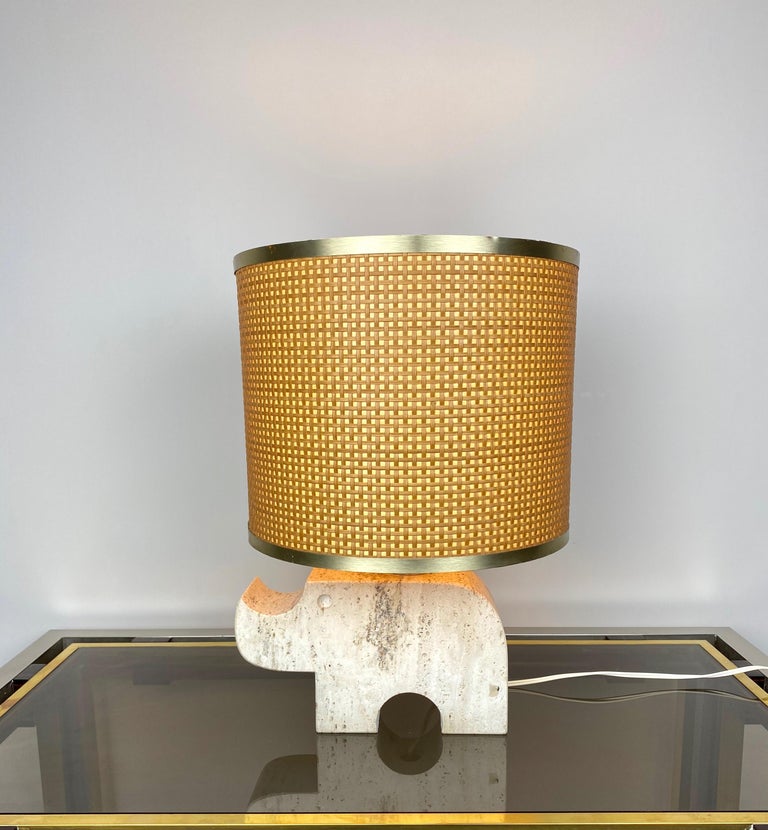 Rhinoceros Table Lamp in Travertine, Fratelli Mannelli, Italy, 1970s at ...