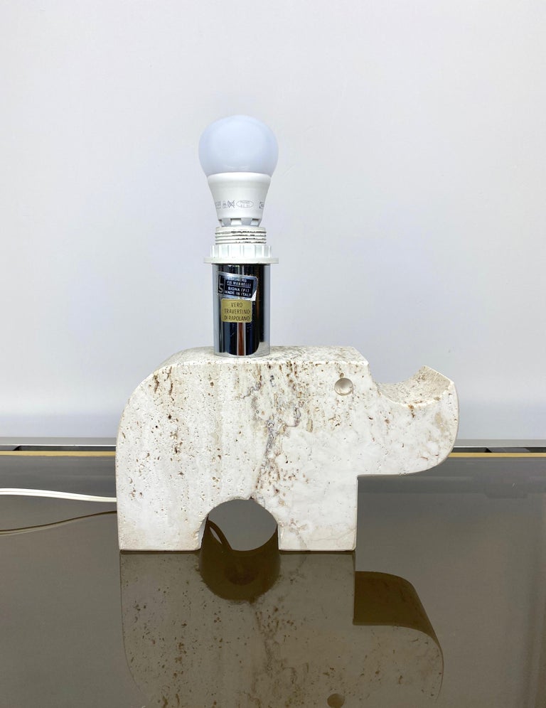 Rhinoceros Table Lamp in Travertine, Fratelli Mannelli, Italy, 1970s at ...