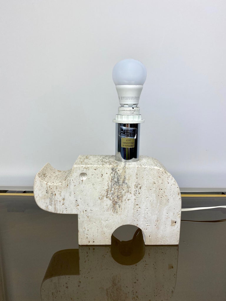 Rhinoceros Table Lamp in Travertine, Fratelli Mannelli, Italy, 1970s at ...