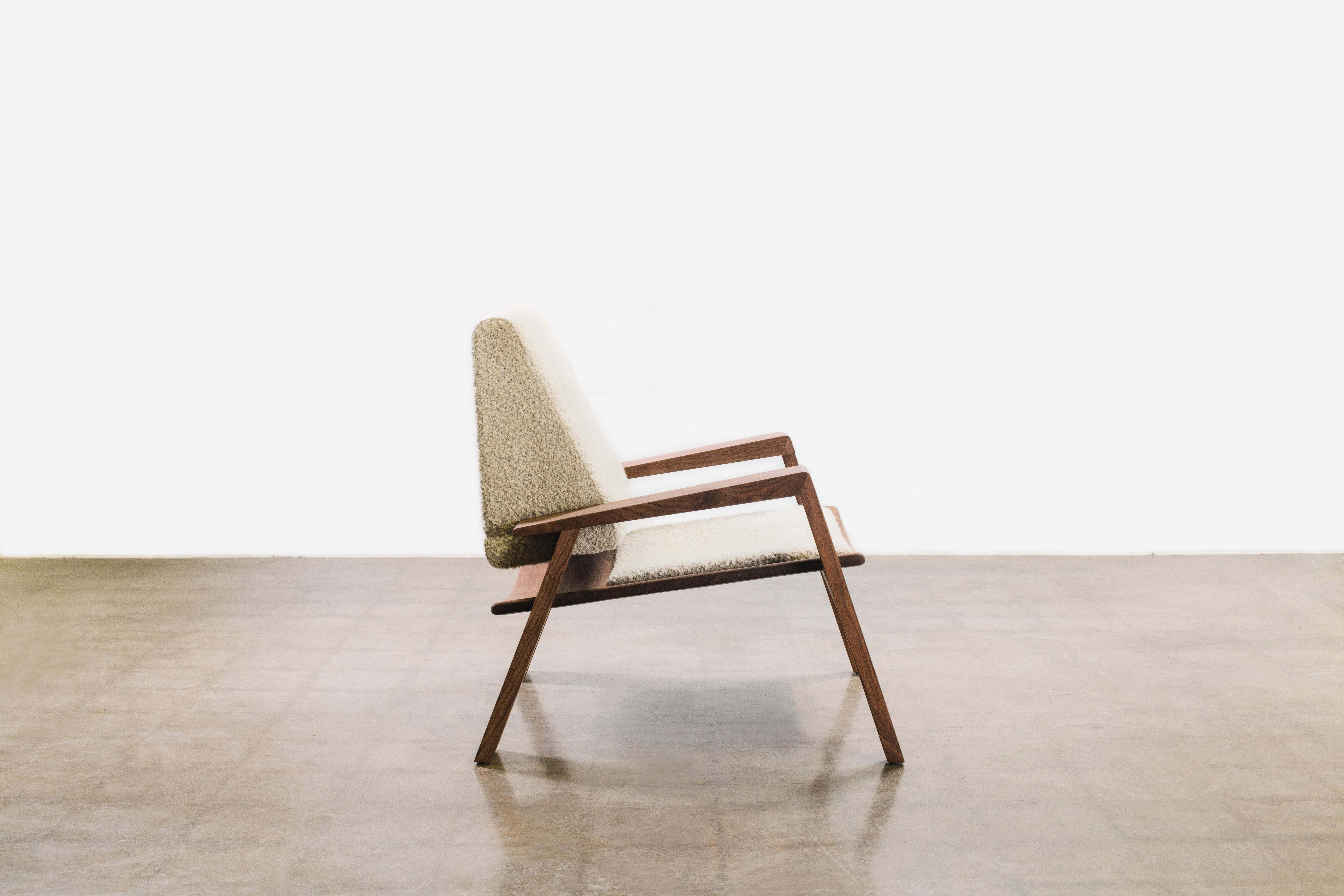 Rhoco Arm Chair by Levi Christiansen in Walnut and Mohair Bouclé For ...