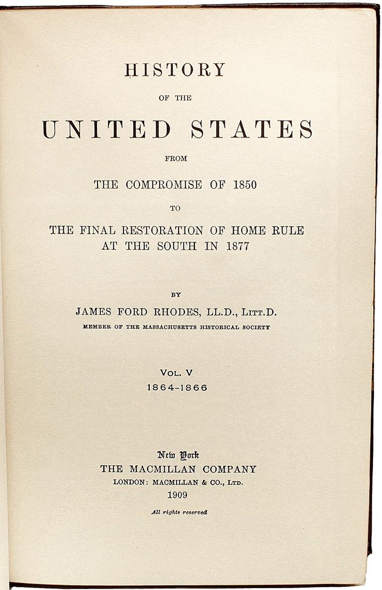 Rhodes, James Ford, History of the United States, 7 Vols, in a Fine ...
