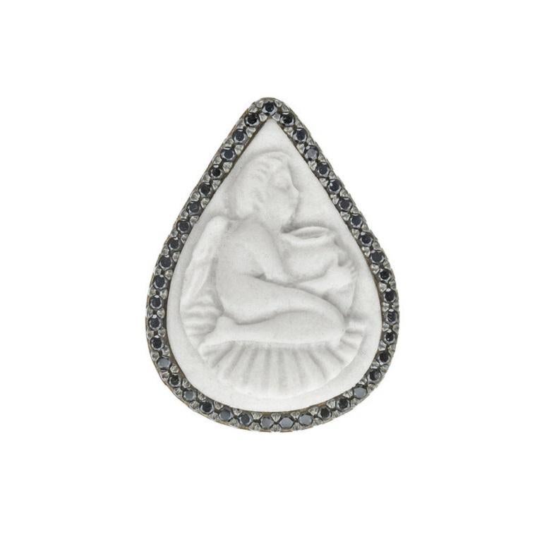 Customizable Rhodium Plated Sterling Silver Cherub with Anfora Ring in ...