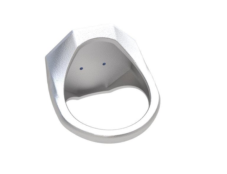 Customizable Rhodium White Colorado Cougar Signet Ring with Blue ...