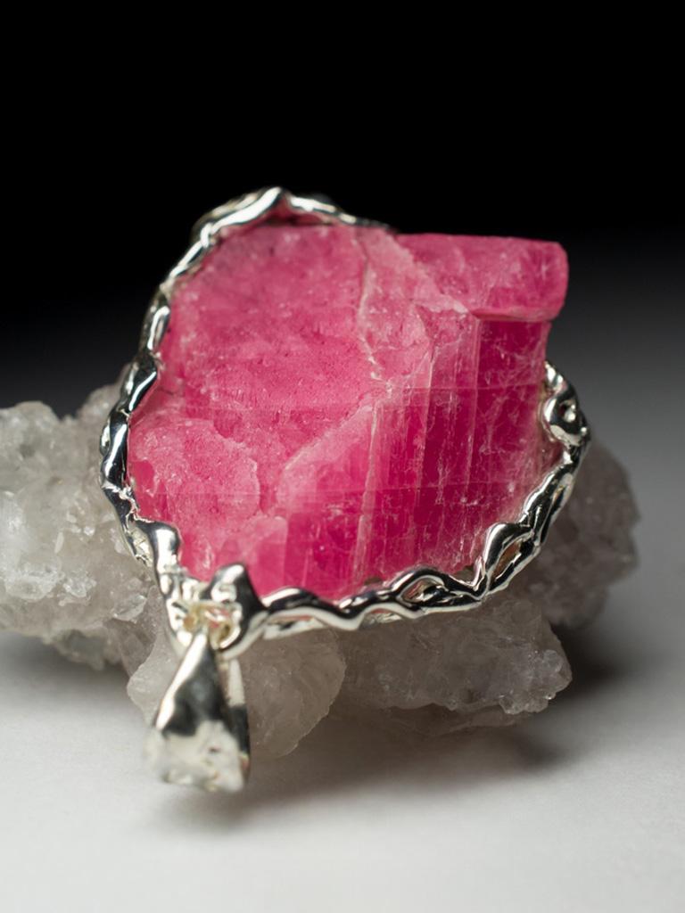 Rhodochrosite Silver Pendant Natural Crystal Rose Rhodochrosite ...