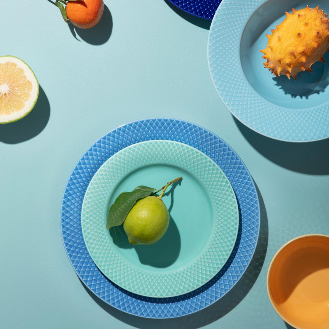 Rhombe Color Lunch Plate, Aqua For Sale at 1stDibs