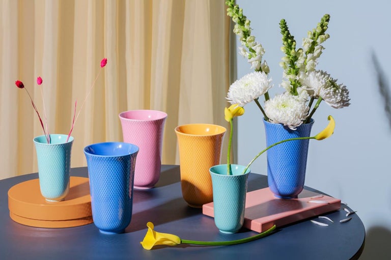 Rhombe Color Vase Blue Porcelain For Sale at 1stDibs