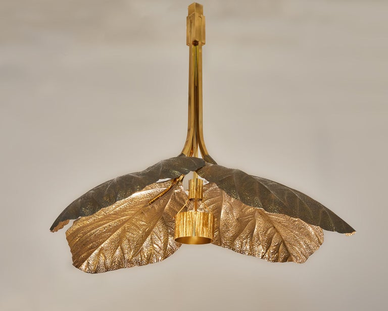 Rhubarb Leaf Chandelier, Tommaso Barbi, Bottega Gadda, Italy 1970 For ...