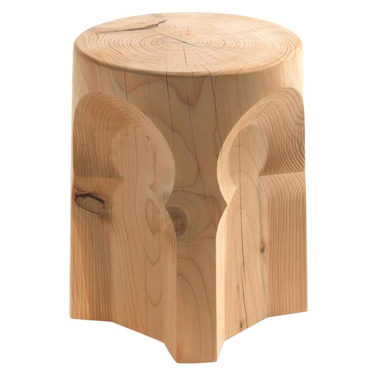 Riad Cedar Stool in Solid Natural Cedar Wood at 1stDibs