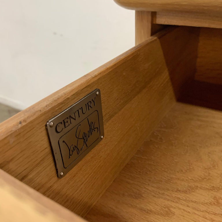 Ribbed Oak Credenza by Jay Spectre For Sale at 1stDibs