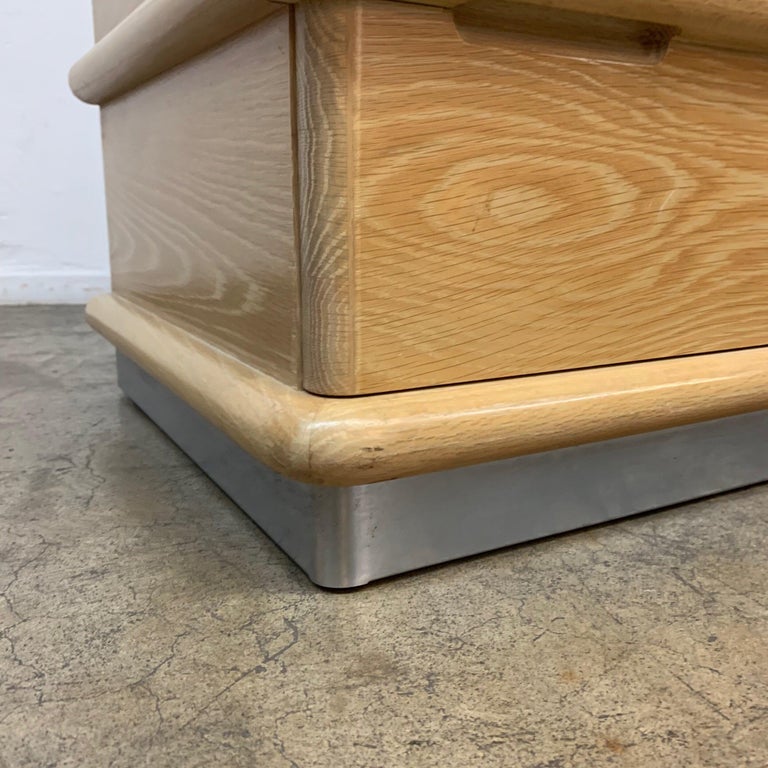 Ribbed Oak Credenza by Jay Spectre For Sale at 1stDibs