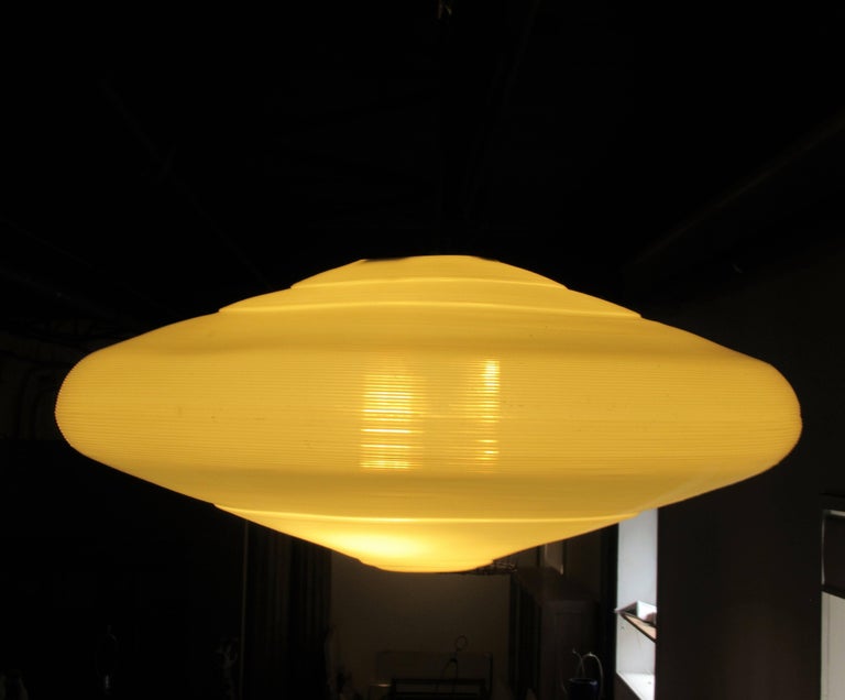 Ribbed Saucer Pendant Chandelier by Heifetz Rotoflex at 1stDibs