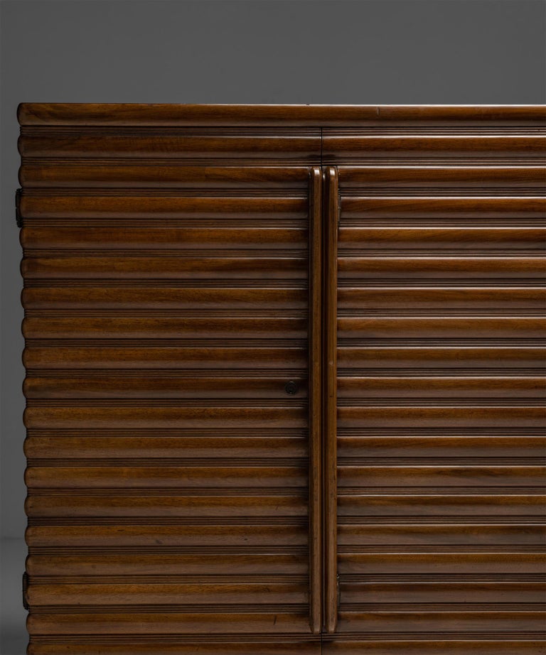 Ribbed Walnut Cabinet, Italy circa 1980 at 1stDibs