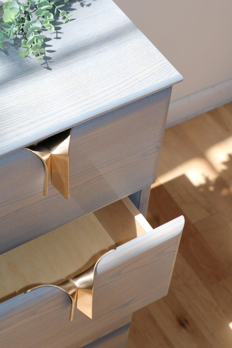 Dresser w/ 4 Drawers, Gray Ash Wood and Bronze Ribbon Hardware by Debra ...