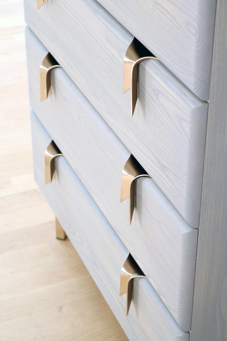 Dresser w/ 4 Drawers, Gray Ash Wood and Bronze Ribbon Hardware by Debra ...