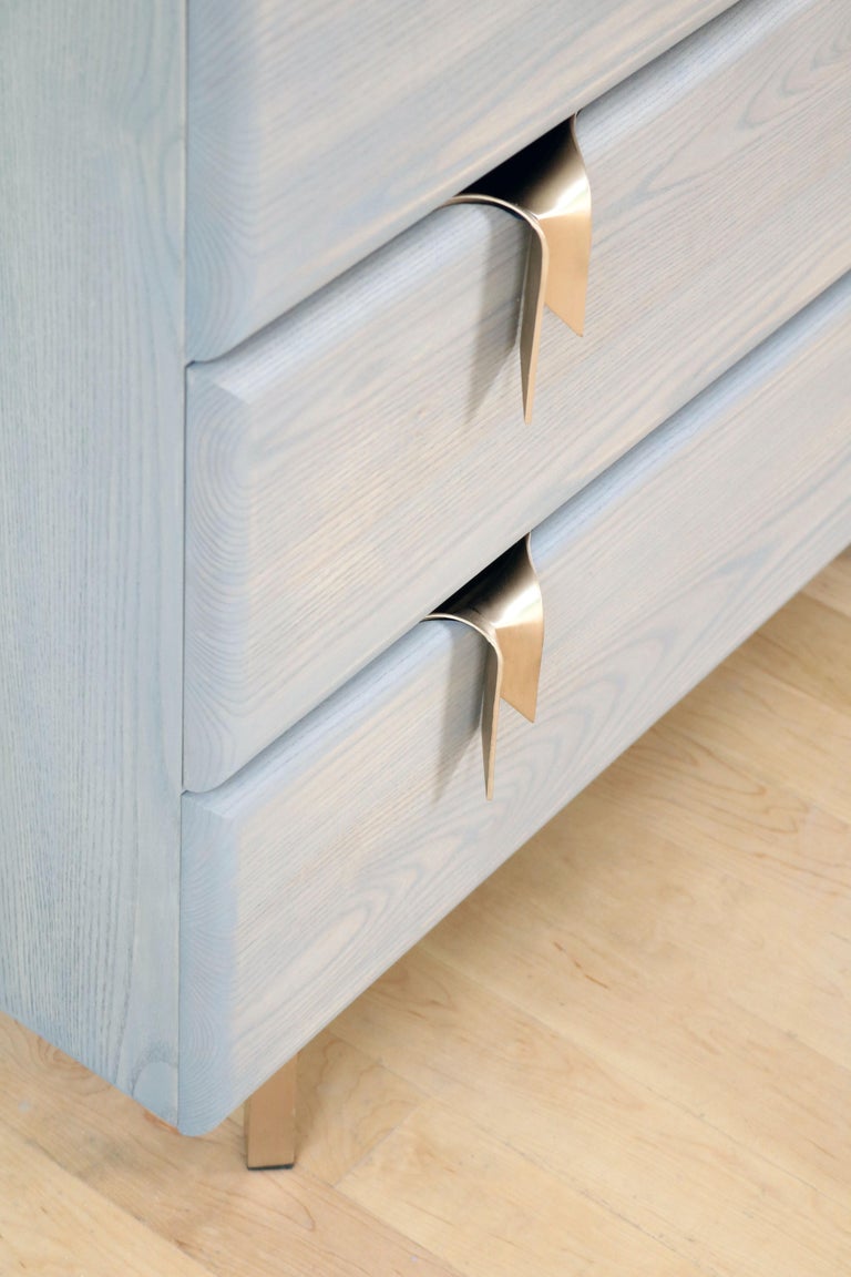 Dresser w/ 4 Drawers, Gray Ash Wood and Bronze Ribbon Hardware by Debra ...
