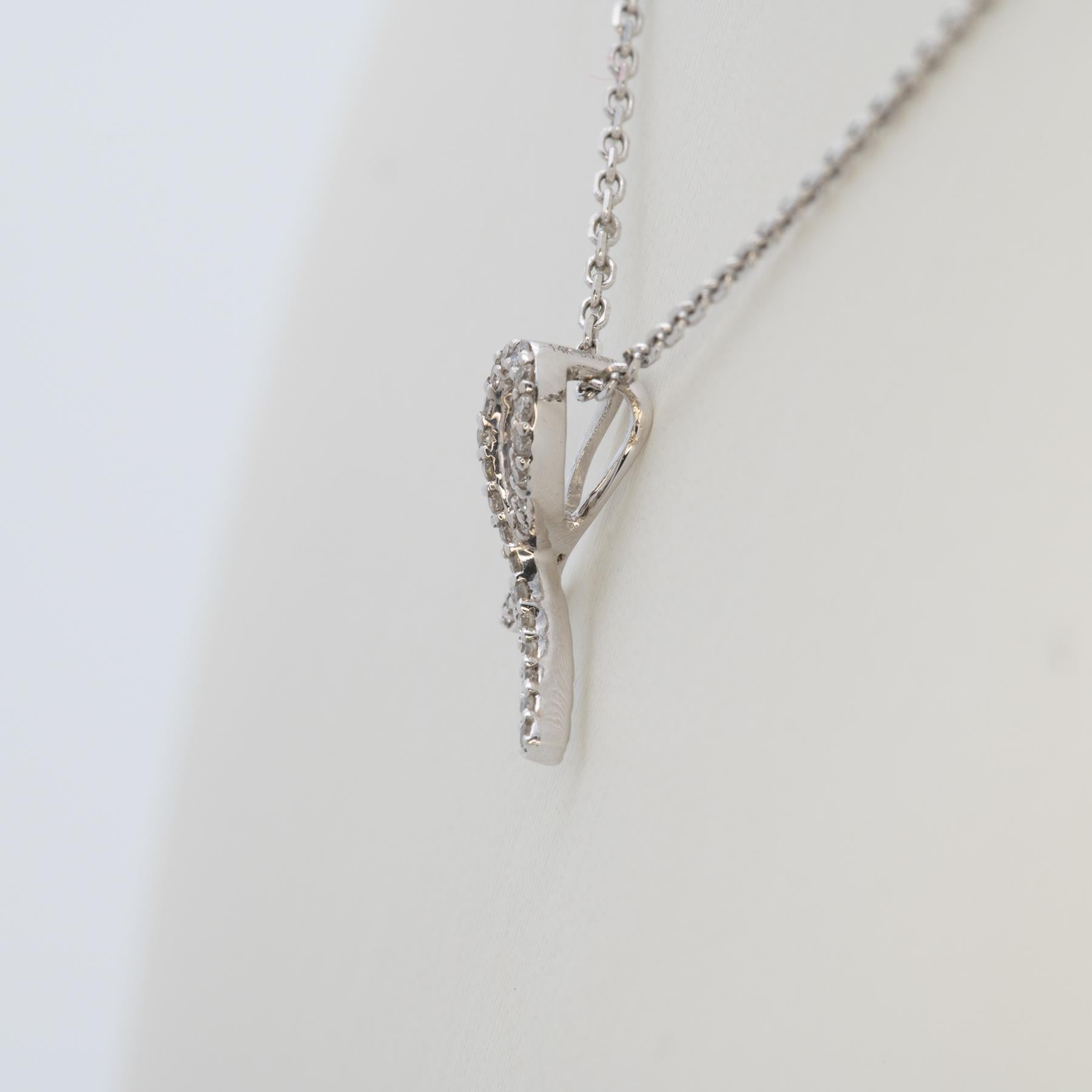 Ribbon Pendant with Earth Mined Diamonds: Solid 14K White Gold - Fine ...
