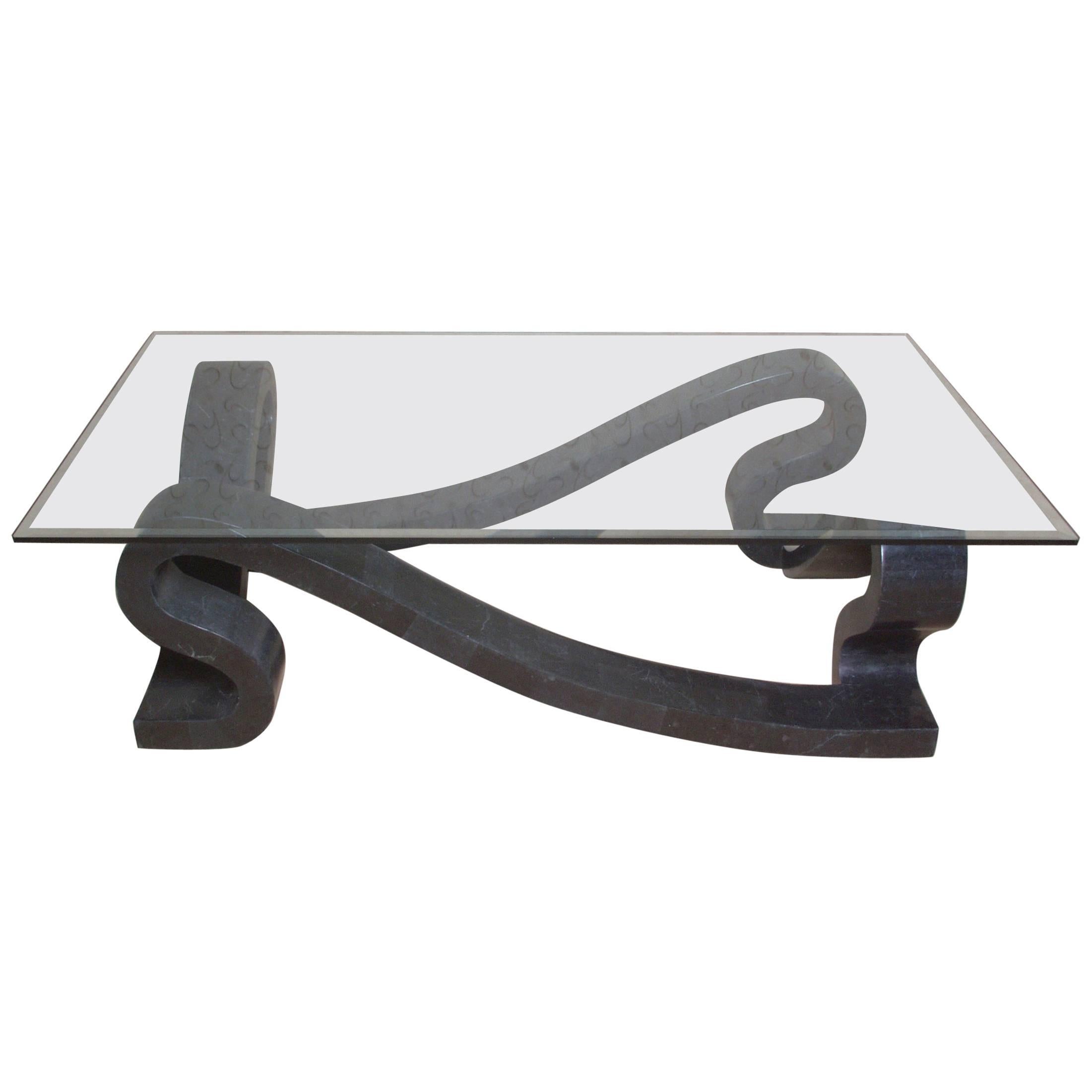"Ribbon" Rectangular Cocktail or Coffee Table in Tessellated Black ...