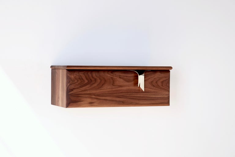 Floating Walnut Drawer with Bronze Ribbon Hardware by Debra Folz For ...