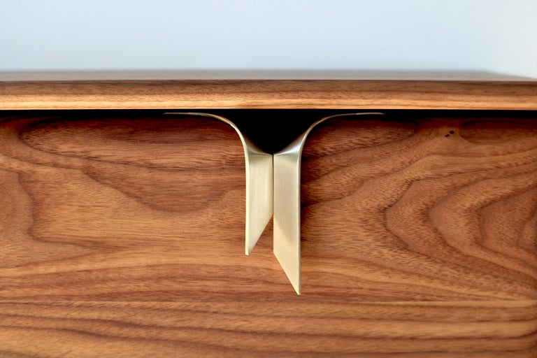 Floating Walnut Drawer with Bronze Ribbon Hardware by Debra Folz For ...