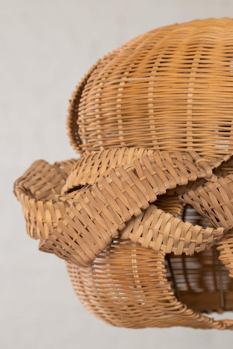 Ribbon Woven Pendant Light in Natural Reed For Sale at 1stDibs