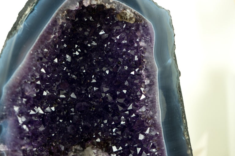 Rich and Deep Purple Amethyst Geode with White Lace Agate, Natural ...
