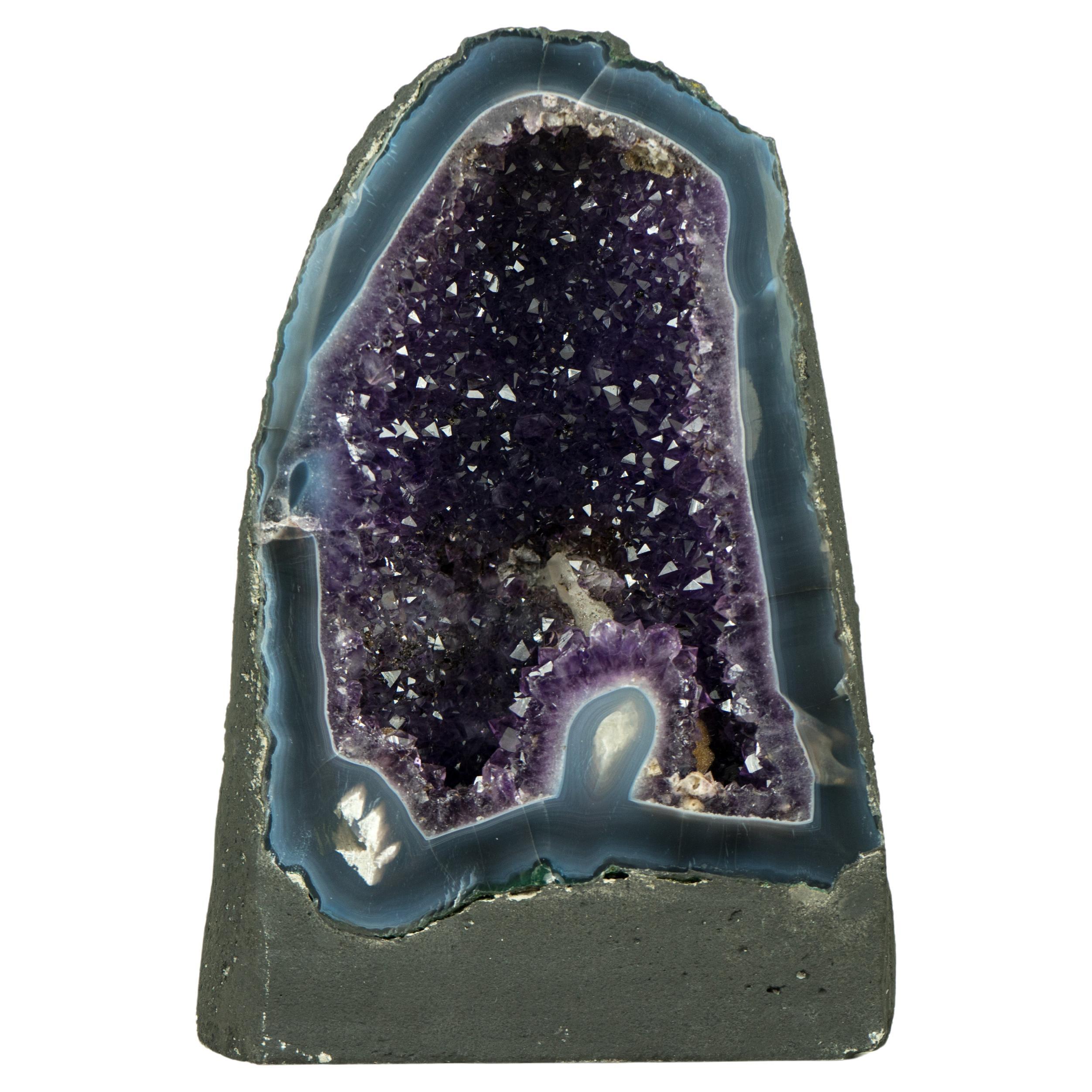 Incredible Deep Purple Amethyst Tower - Complete Half Geode with Agate border For Sale at ...