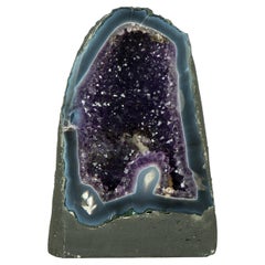 Incredible Deep Purple Amethyst Tower - Complete Half Geode with Agate border For Sale at ...