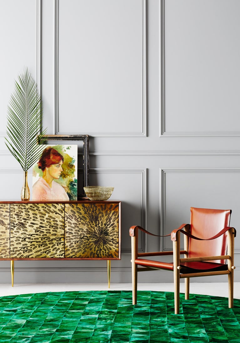 Jewel green Round small Trilogia Emerald Customizable Cowhide Area Rug ...