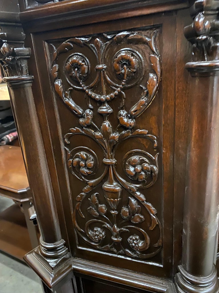 Rich Dark Walnut Hand Carved Antique English Court Cupboard For Sale at ...