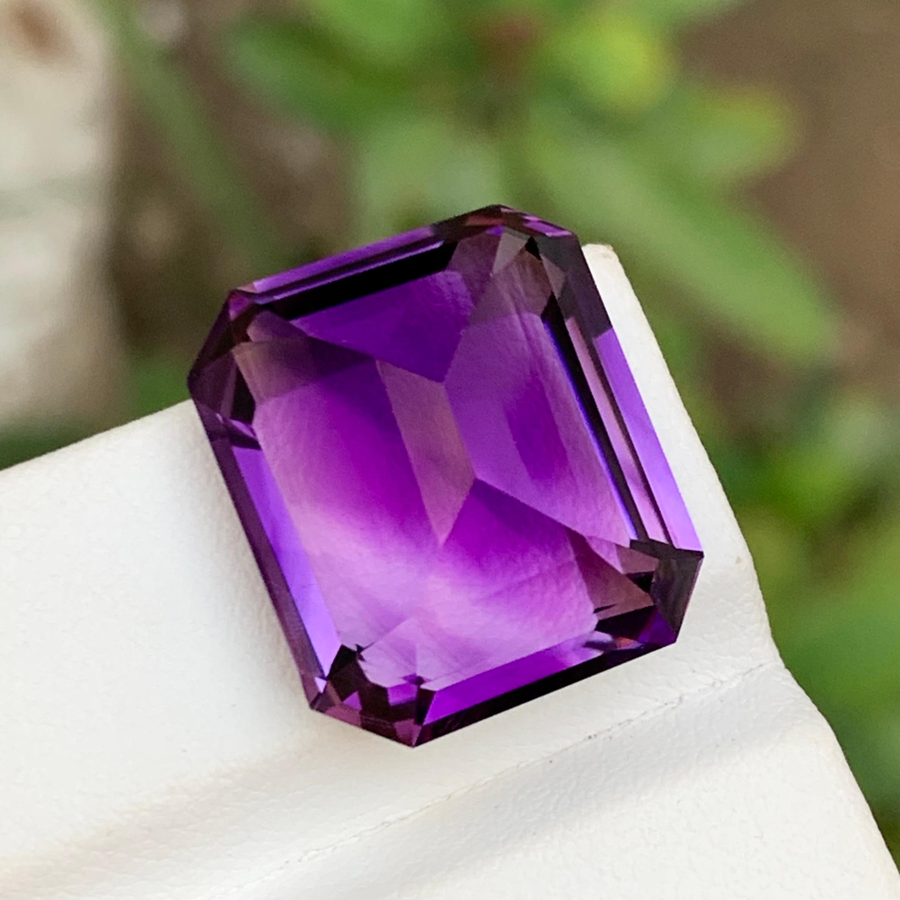 Rich Purple Natural Amethyst Pendant Gemstone 23.45 Carat Emerald Cut ...