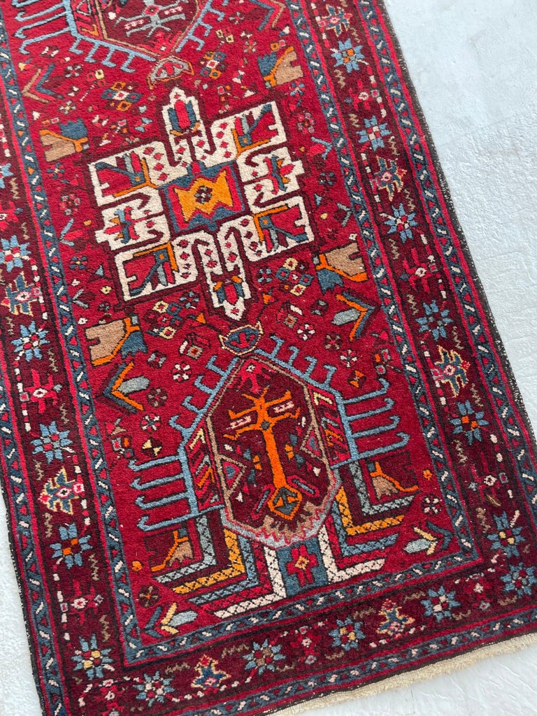 Rich Red Ground Vintage Persian Karaja Rug, circa 1950's For Sale at ...