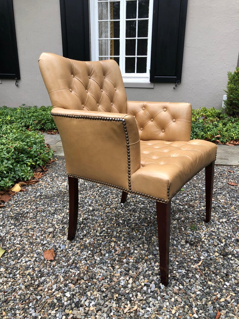 Rich Tufted Camel Colored Leather Armchair For Sale at 1stDibs | camel ...