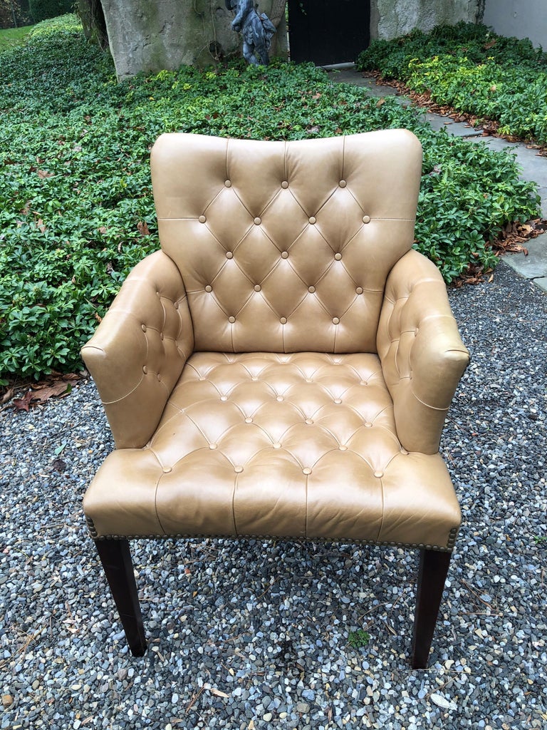 Rich Tufted Camel Colored Leather Armchair For Sale at 1stDibs | camel ...