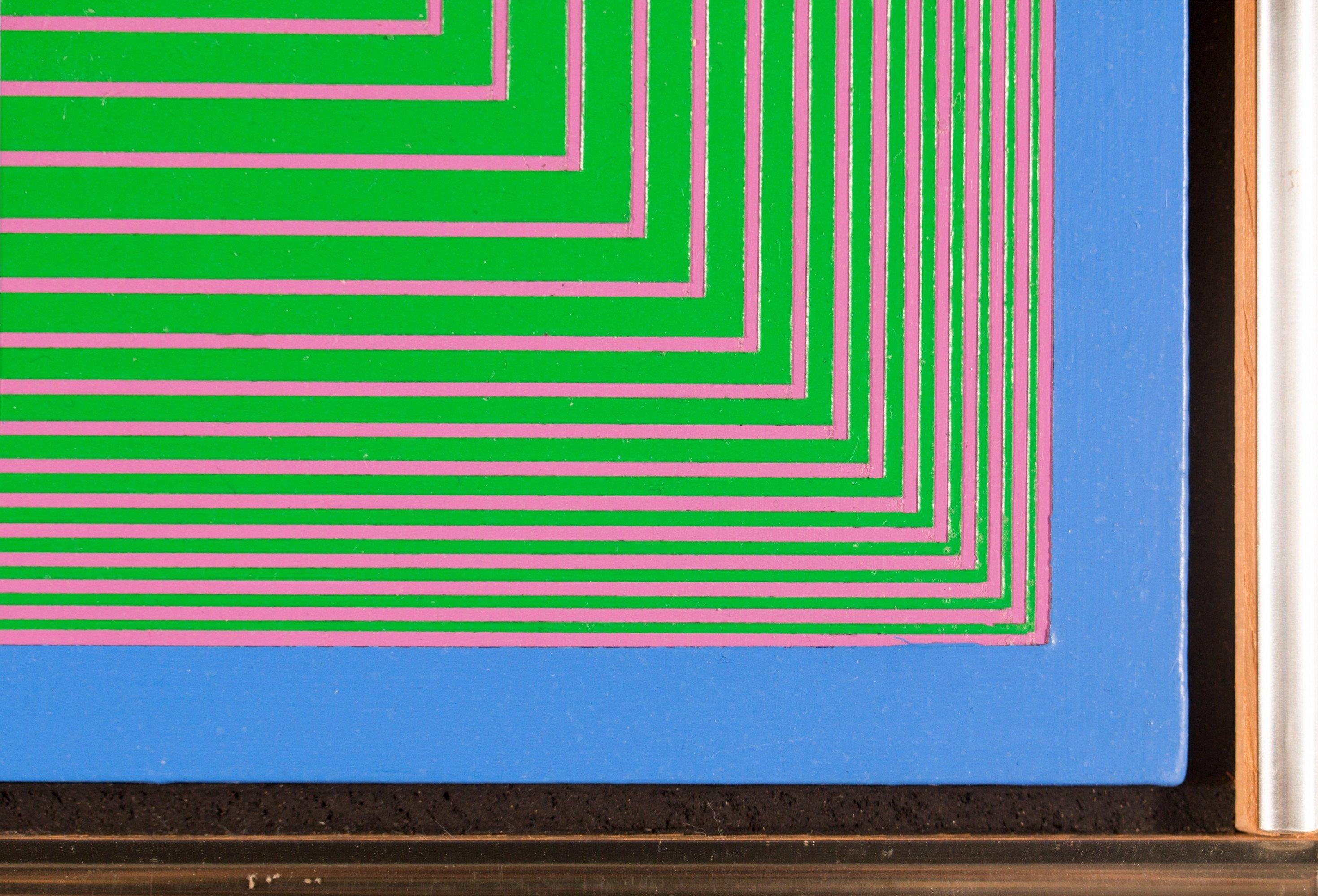 Richard Anuszkiewicz - Temple of Blue, Green and Red, 1984 - OpArt acrylic painting For Sale at ...