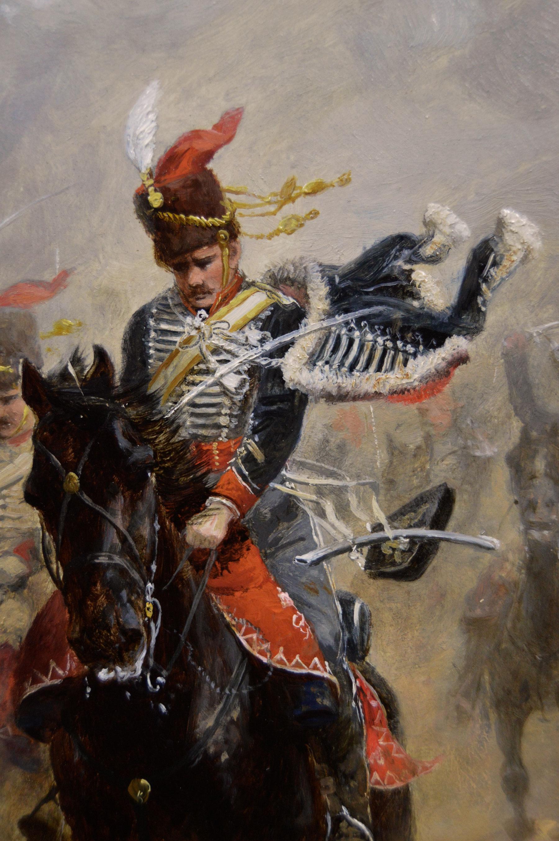 Richard Beavis - 19th Century historical military oil painting of 10th ...