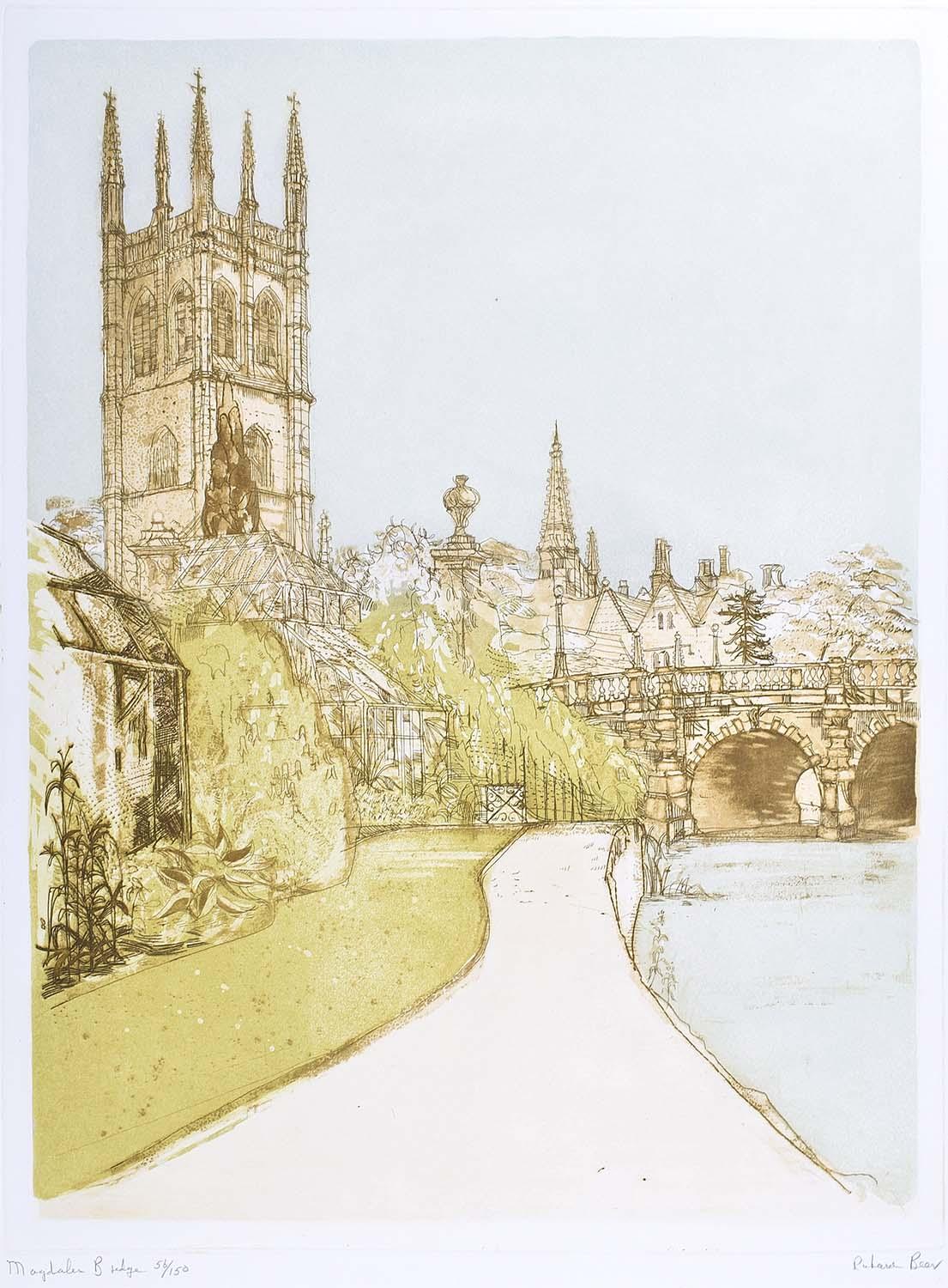 Richard Beer - Richard Beer Magdalen College and Bridge Oxford etching ...