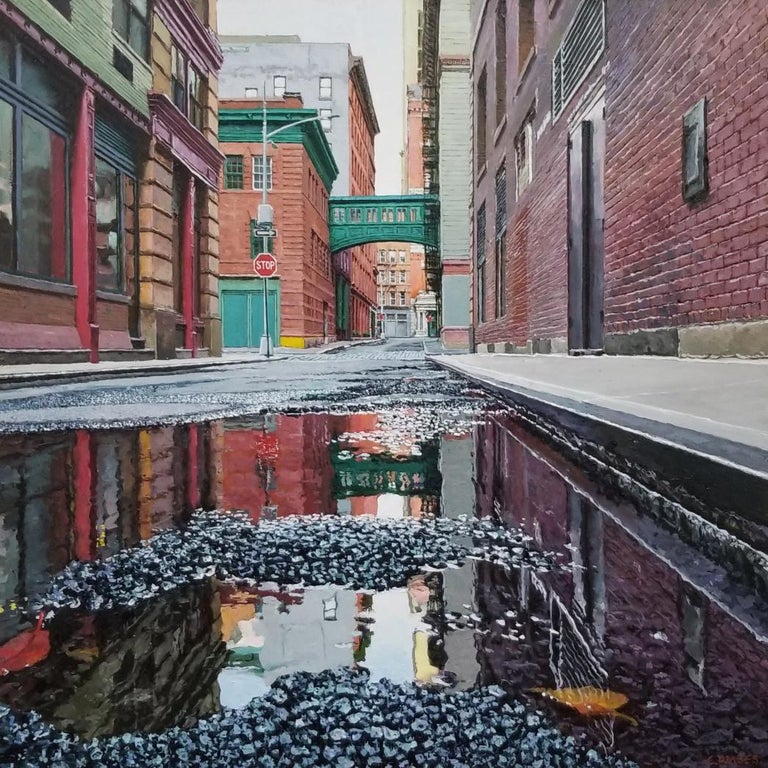 Richard Combes - THE QUIET STREET, New York City street scene For Sale ...