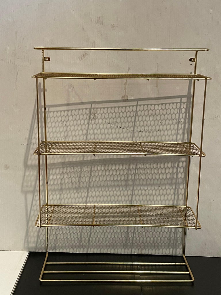 Richard Galef Wire Perforated Metal Wall Towel Rack in Brass Finish at ...